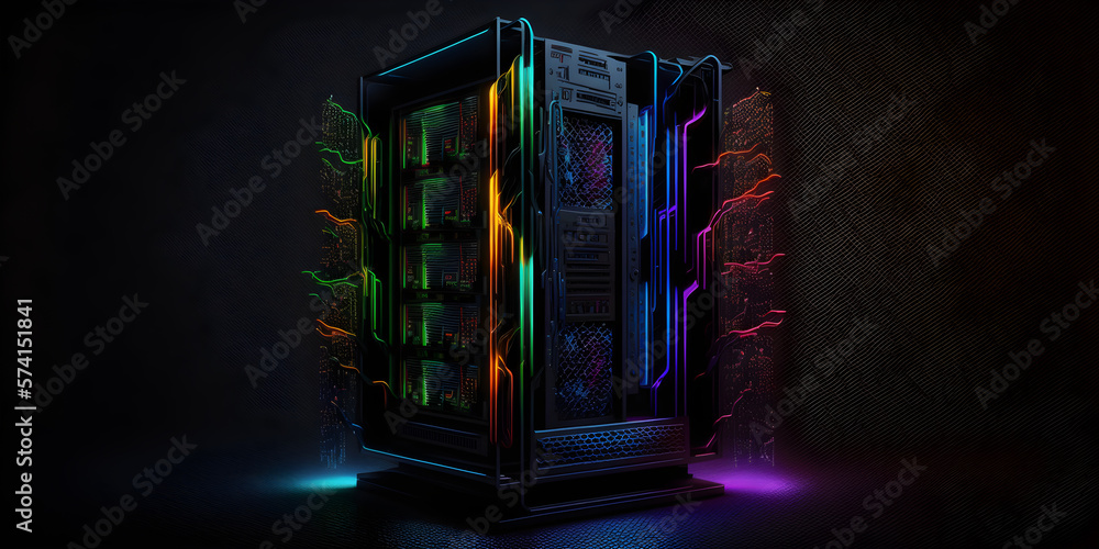Server rack cyberpunk style Stock Illustration | Adobe Stock