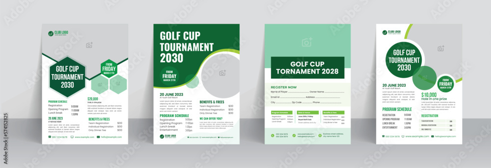 Golf tournament flyer template with sports event poster and annual ...