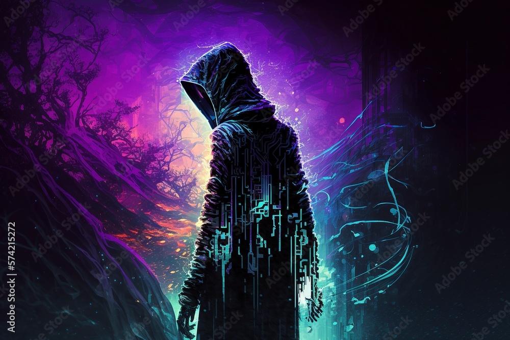 Enter the void of glitch wave with text log ritual of ghost data void walker. Futuristic digital ...