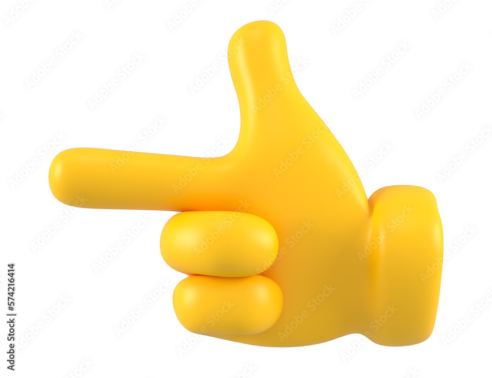Yellow emoji hand showing or pointing left gesture isolated. Close up ...