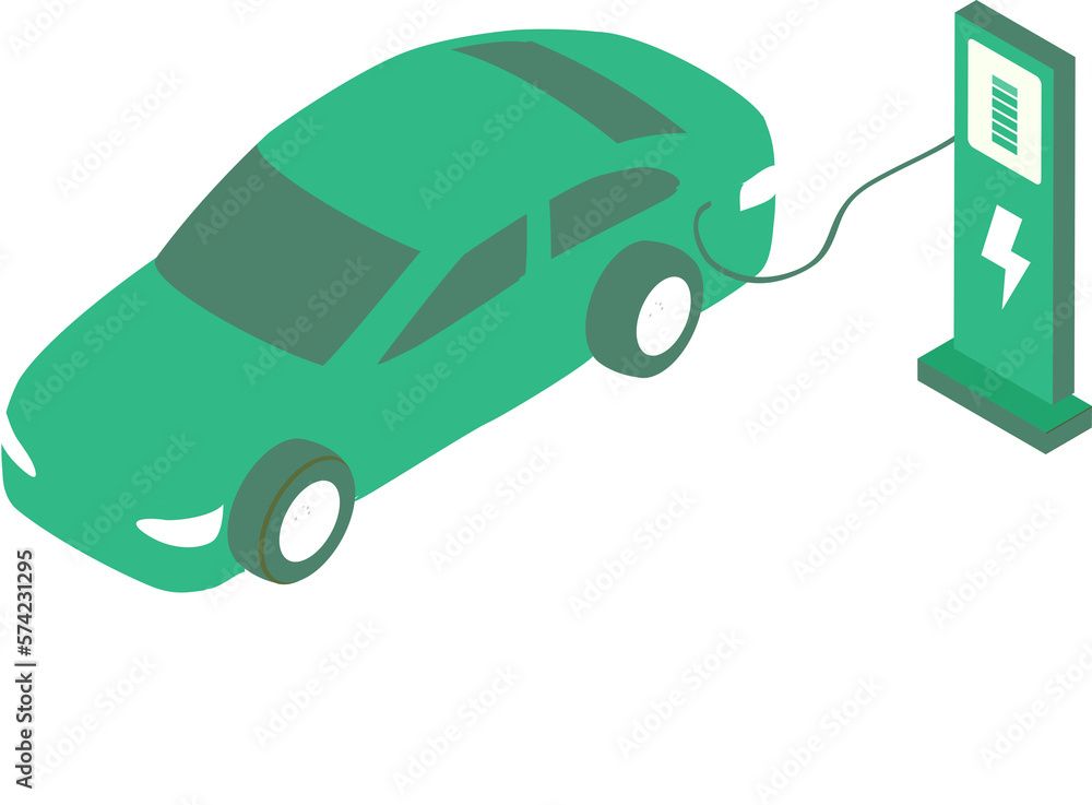 Electric car, EV car, charging battery at electric charging station ...