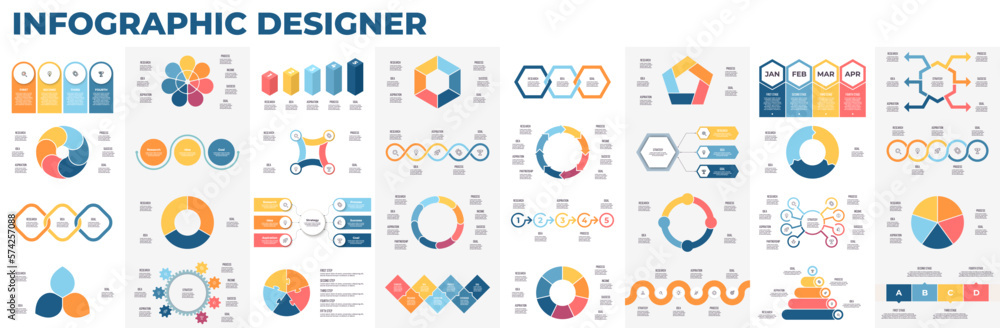 Стоковий вектор Pie chart collection. Circle charts for infographics ...