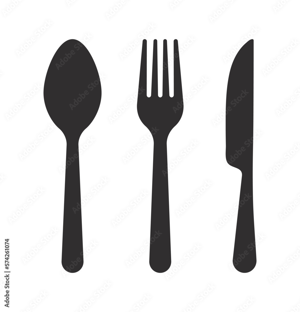 Fork Spoon Knife Cutlery Vector Icon Illustration Stock Vector | Adobe Stock