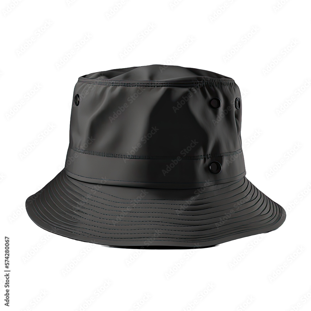 Bucket hat isolated, mockup template. Black bucket hat. Design template ...