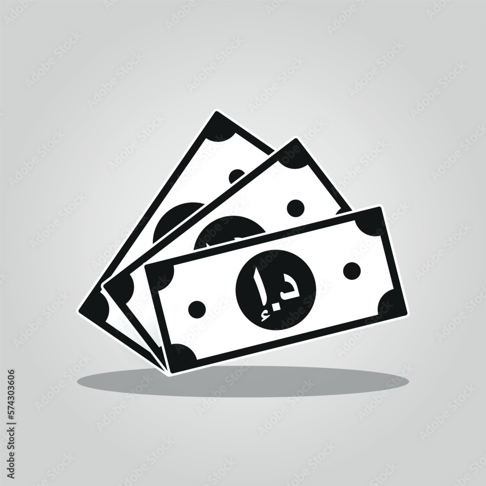 Banknote flat style with dirham sign. Cash money symbol. United Arab ...