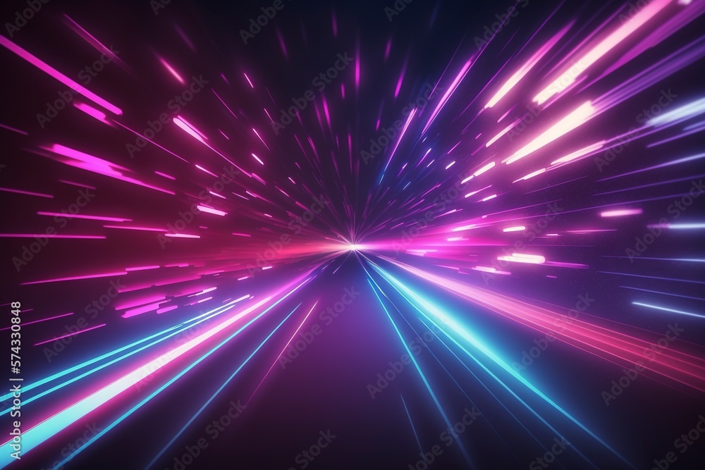 The technological cyberspace background of neon effect. AI technology ...