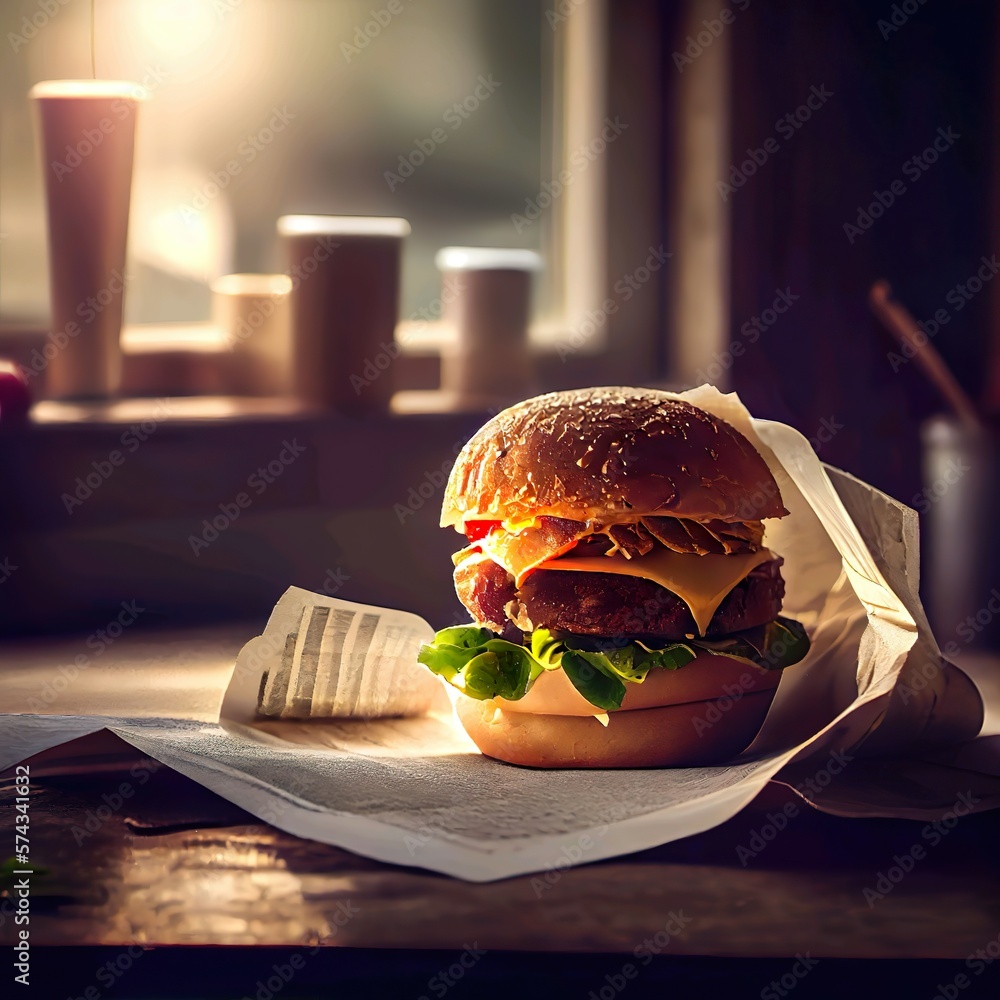Hamburger, Ketchup and Cheddar Cheese in, 3D, Modern, King, Fast Food ...