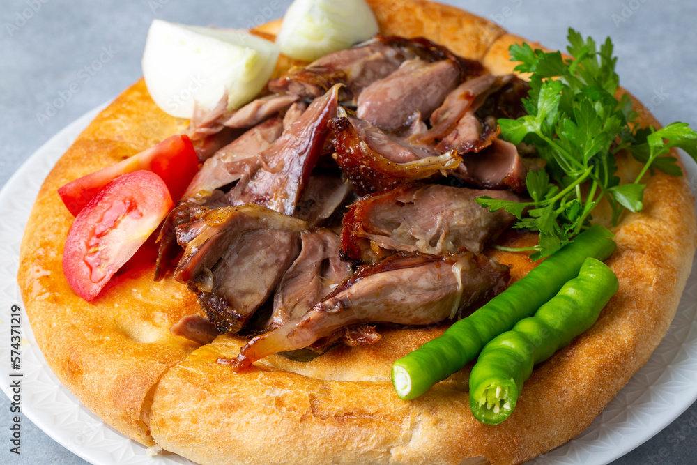 Photo Stock Delicious meat dish from Turkish cuisine; Konya oven kebab ...