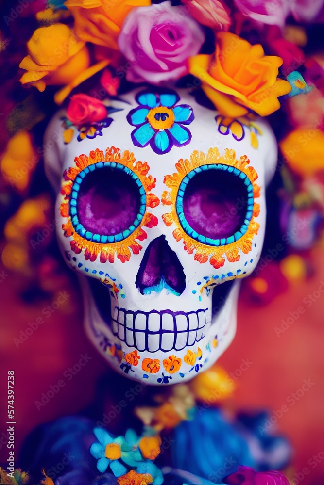 Graceful Calaveras. Picture for Day of the Dead Skulls. Dia de los ...