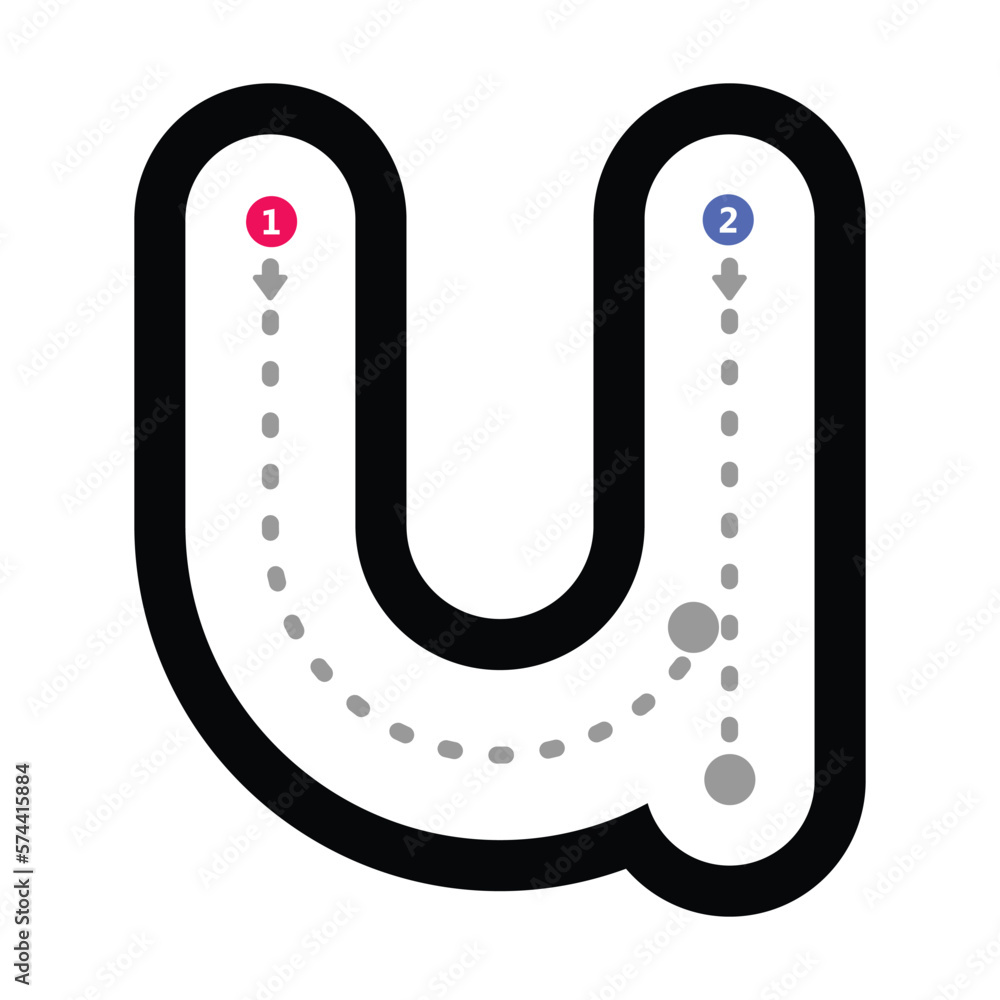 Tracing alphabet letter u lowercase prewriting dotted line element for ...