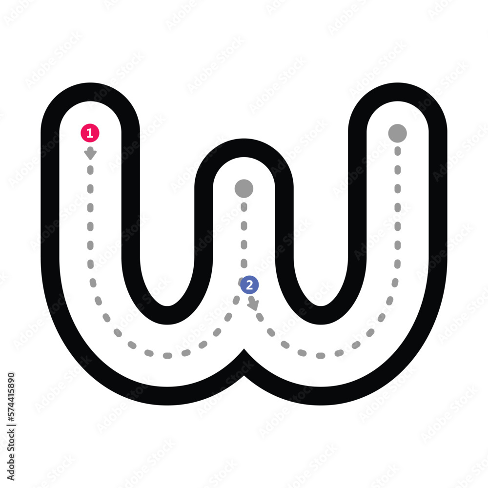 Stock-Vektorgrafik „Tracing alphabet letter w lowercase prewriting ...