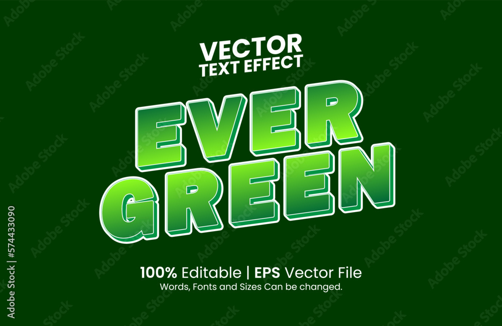 Editable EVERGREEN Text Effect Template Stock Vector | Adobe Stock
