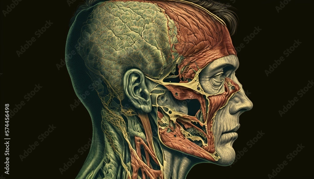 human head anatomy muscles - Illustration of a human head, skull ...