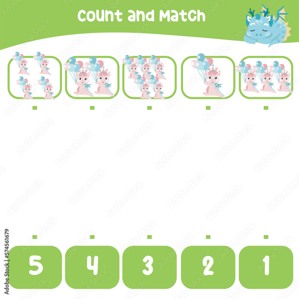 Стоковое векторное изображение «Count and match the images with the ...