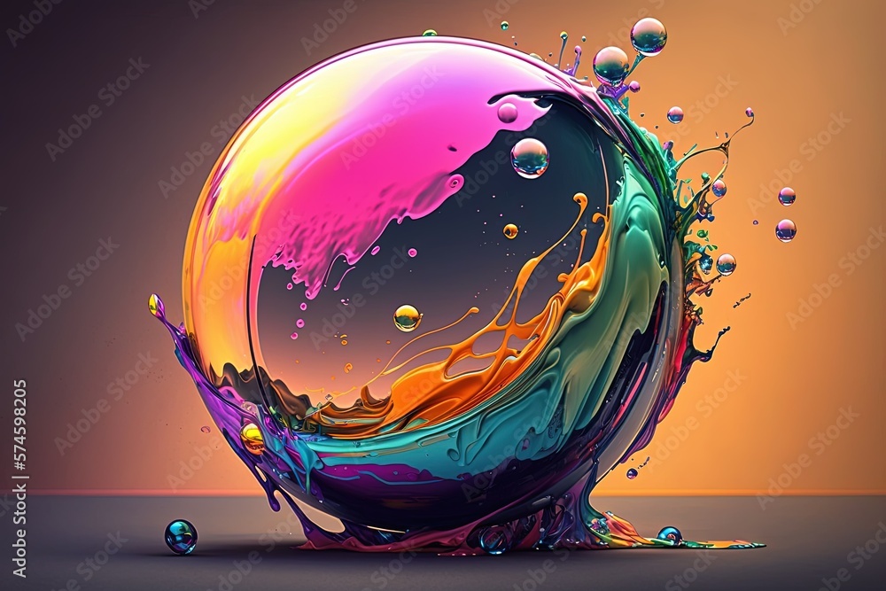 The sphere in this painting is made up of a set of colors that blend ...