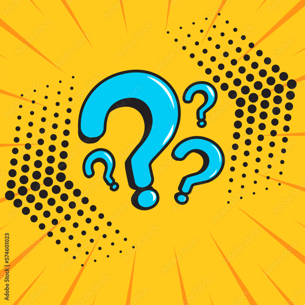 Question mark in drawn pop art comic style Stock Vector | Adobe Stock
