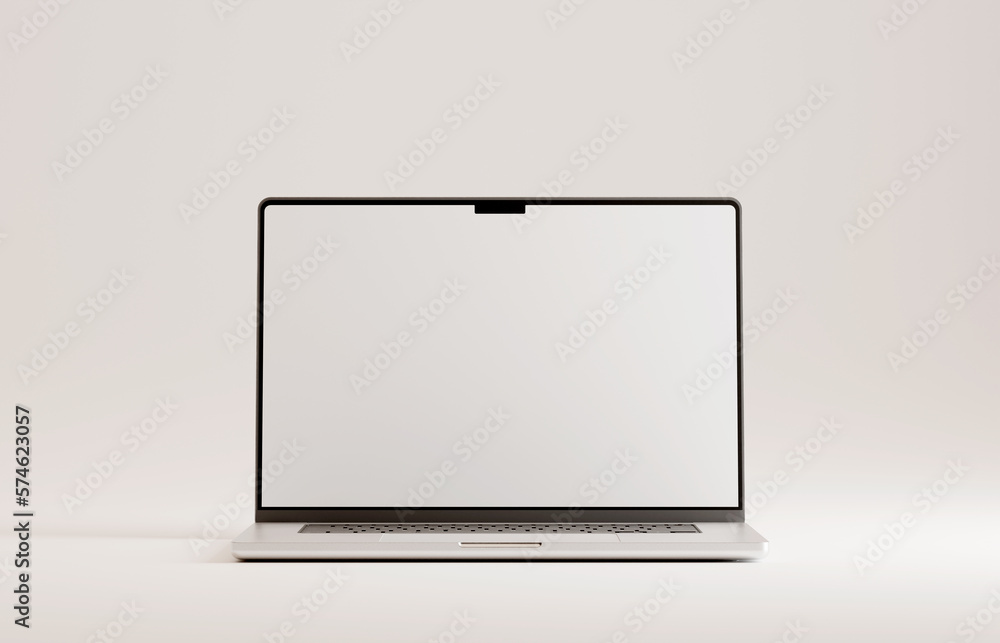 Macbook pro style mockup laptop on blank white studio background ...