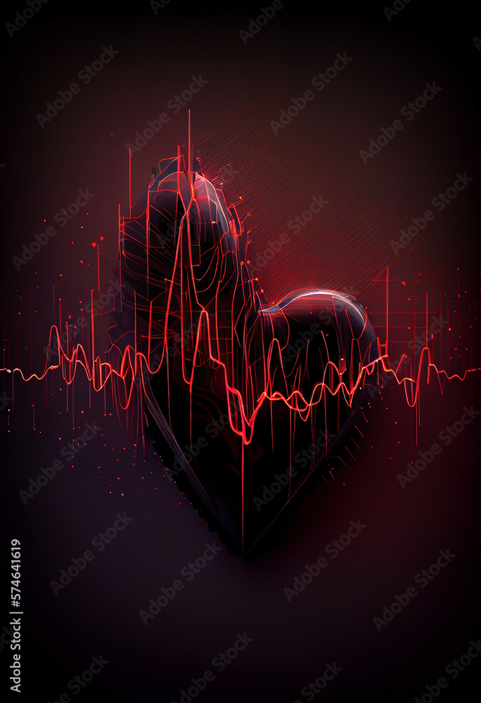 Heart rhythm set, Electrocardiogram, ECG - EKG signal, Heart Beat pulse ...