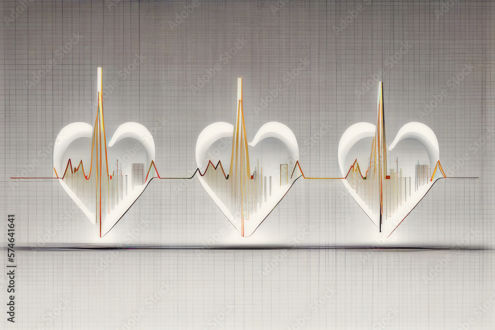 Heart rhythm set, Electrocardiogram, ECG - EKG signal, Heart Beat pulse ...