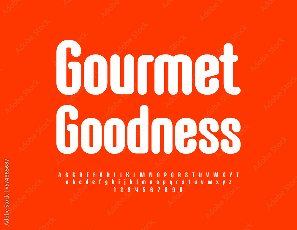 Vector stylish concept Gourmet Goodness with white modern Font. Set of ...