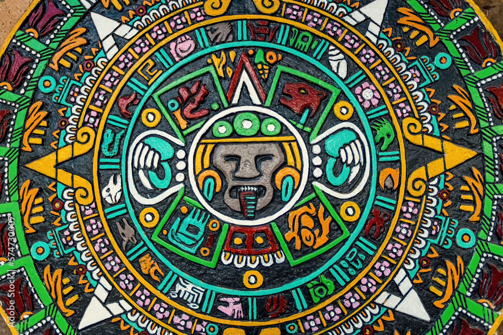 Mayan calendar colorful background Stock Illustration | Adobe Stock