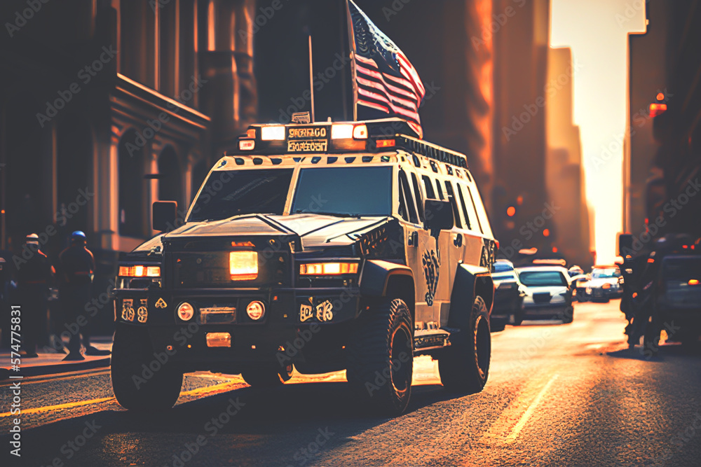 Ilustración de Stock FBI Van, Armored Truck NY Trooper, undercover ...