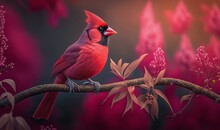 Red Cardinal Bird Flowers Free Stock Photo - Public Domain Pictures