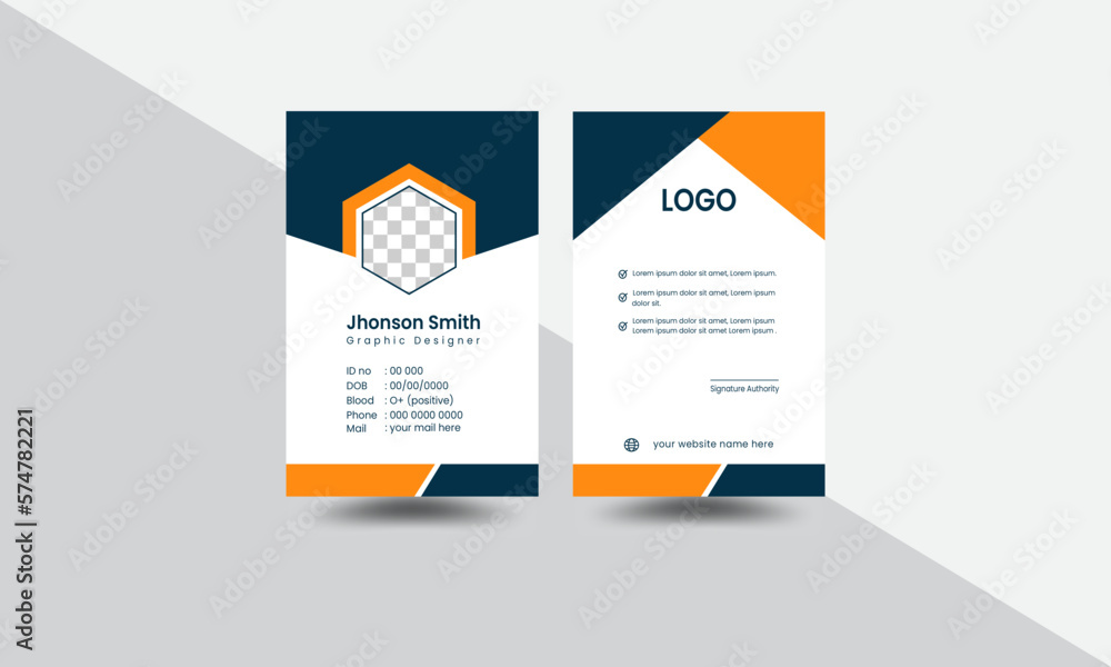 Professional modern id card template, Corporate employee identity badge ...