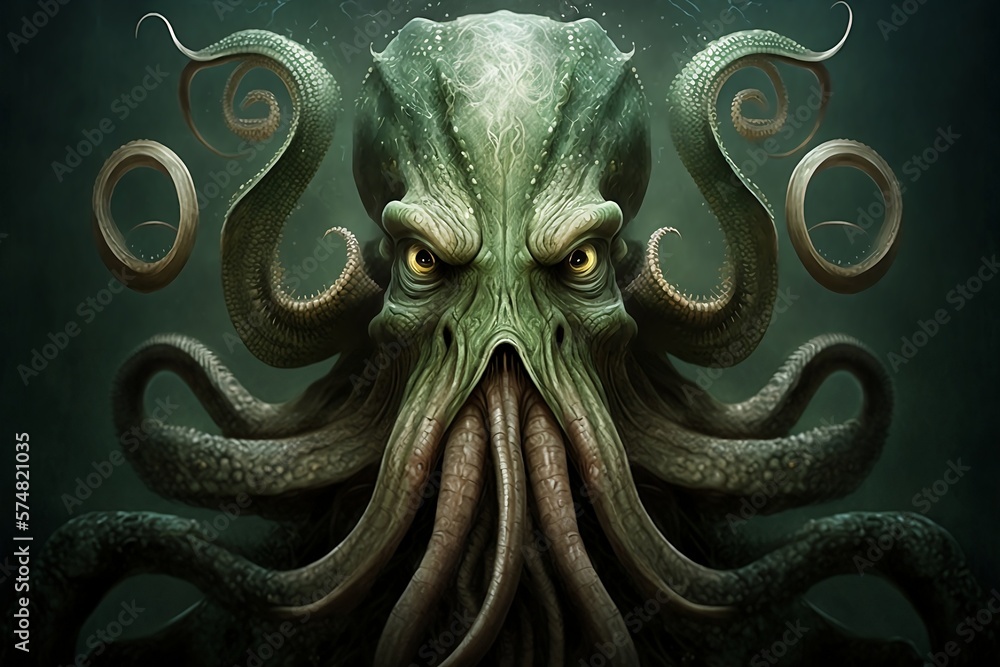 The Face of Cthulhu Created by Generative AI Technology Stock ...