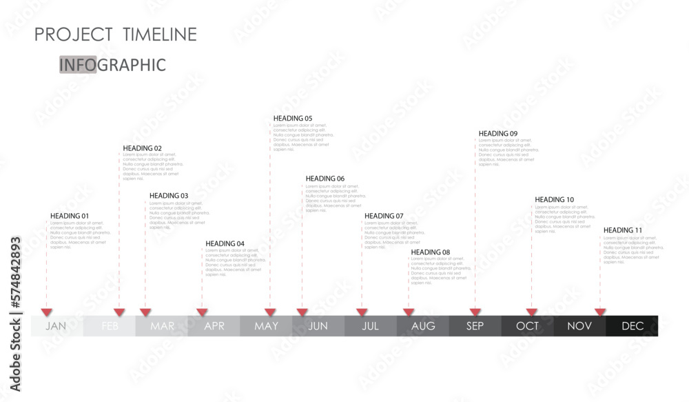 timeline project Infographic template for business. 12 Months modern ...