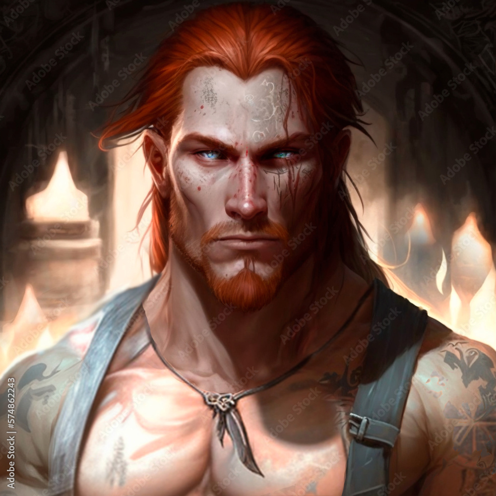 Character male red haired Viking Warrior RPG Fantasy Medieval ...