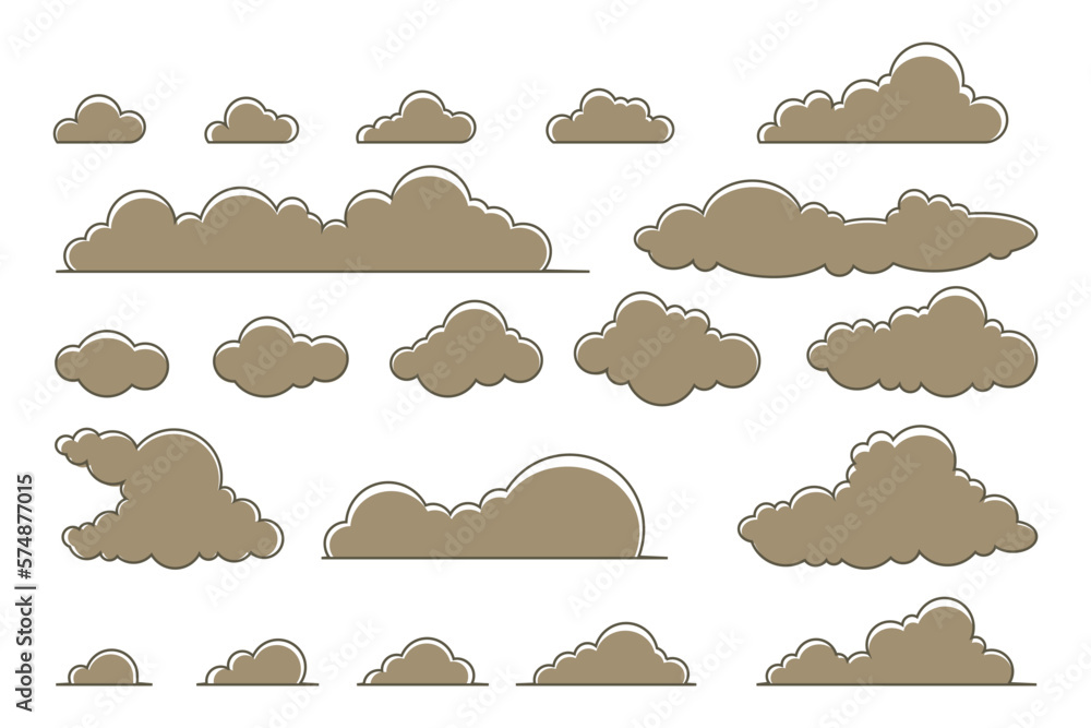 Vector Collection of Flat Clouds of Different Shapes and Sizes. Cloud ...