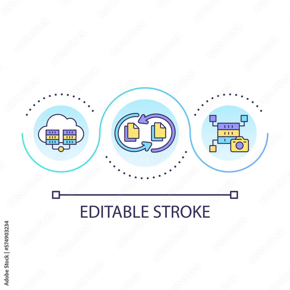 Stock-Vektorgrafik „Moving files copies loop concept icon. Disaster ...