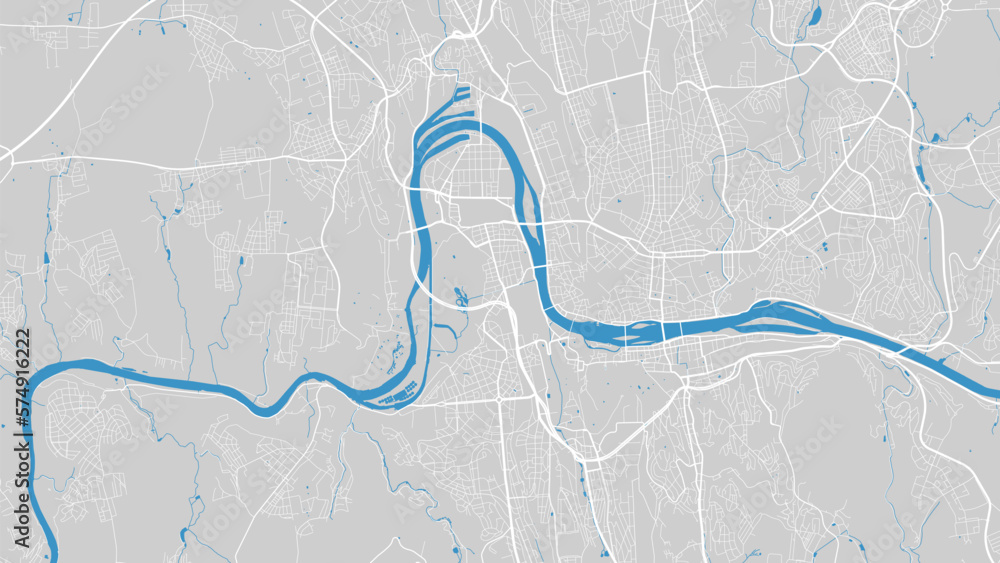 Vltava river map, Prague city, Czech Republic. Watercourse, water flow ...