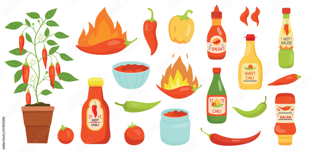 Hot chilly sauce. Spicy pepper. Seasoning chilli food. Spice jalapeno ...