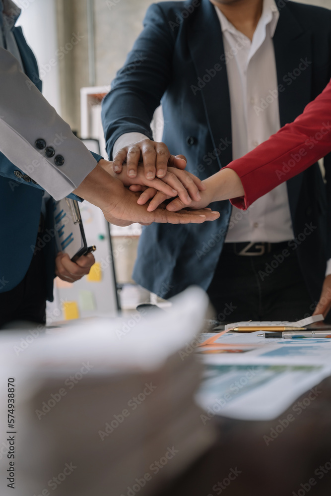 teamwork in meeting office. Business Finance Network group people ...