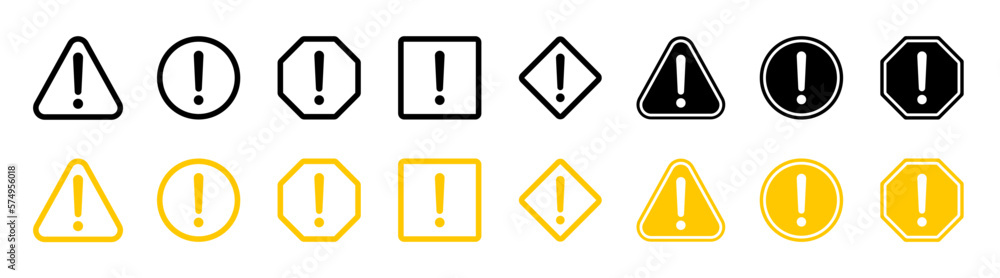 Caution alarm set, symbols danger and warning signs, danger sign ...