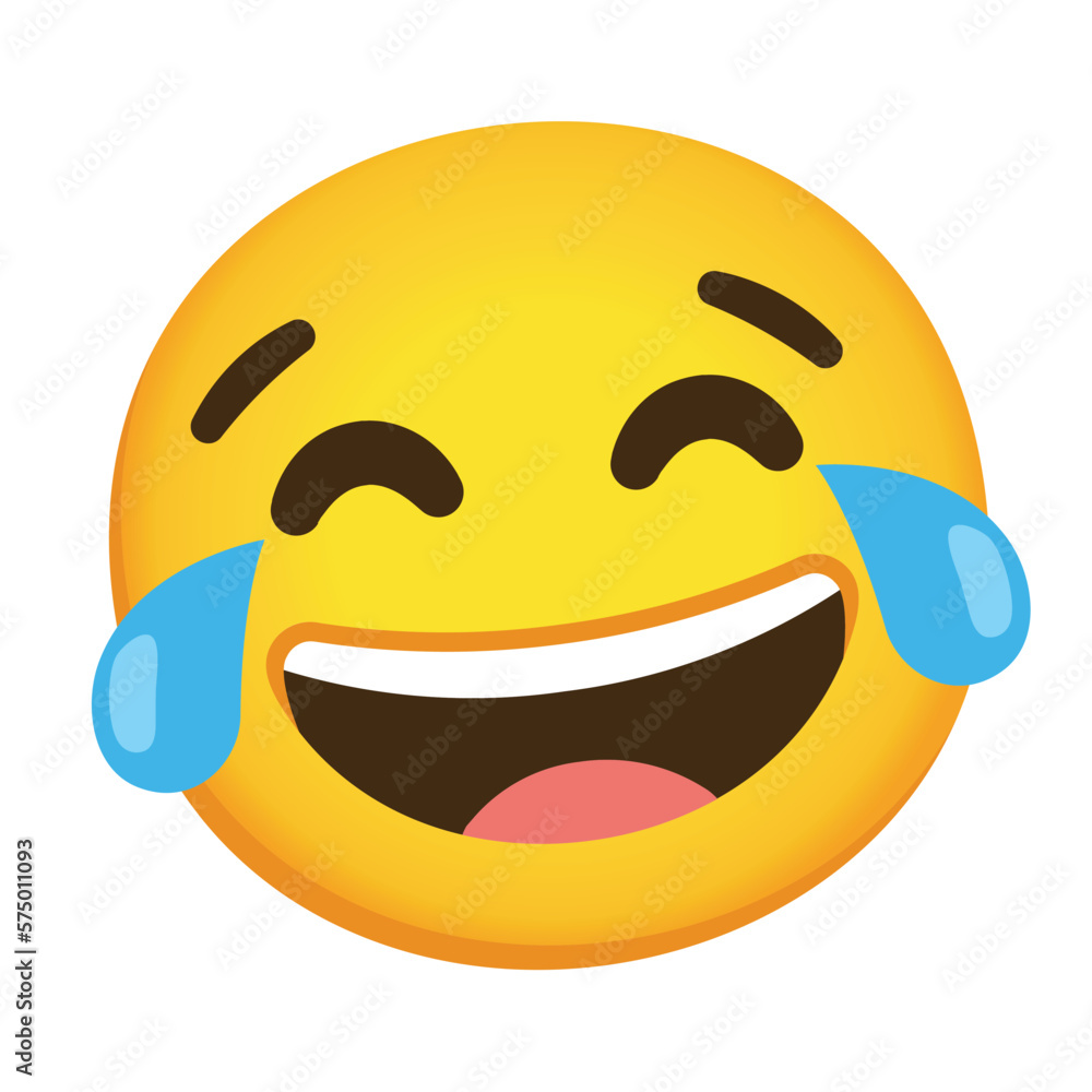 Face with Tears of Joy vector emoji design. Isolated yellow face with a ...