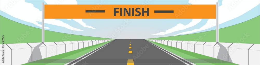 Vecter or Illustrator poster. Landscape view of empty race track with ...