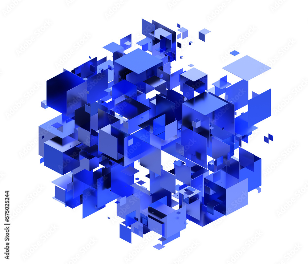 Blue geometric structure, 3d render Stock Illustration | Adobe Stock
