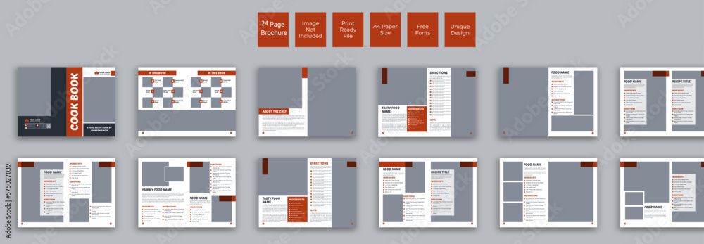 Cookbook Layout Template, Simple style and modern design, Recipe Book ...