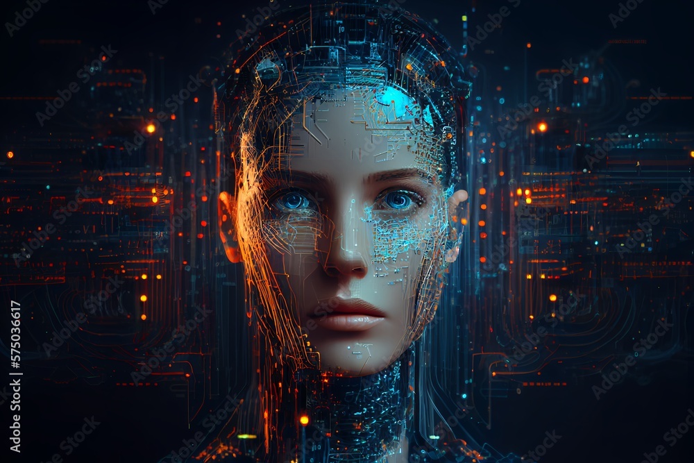humanoid robot,digital illustration generative AI Stock Illustration | Adobe Stock