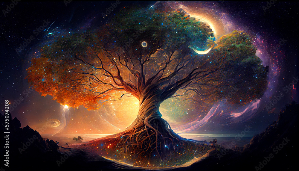 The big tree of life, which connects the terrestrial and heavenly ...