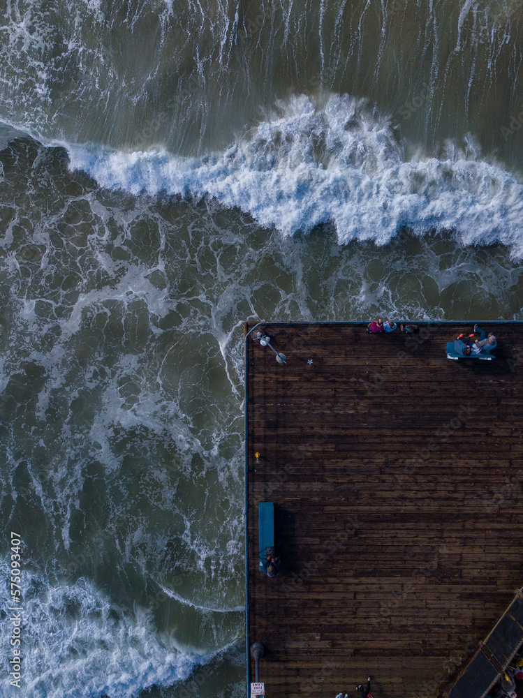 Aerial photos of the santa monica Pier, The Strand bike path, and beach ...