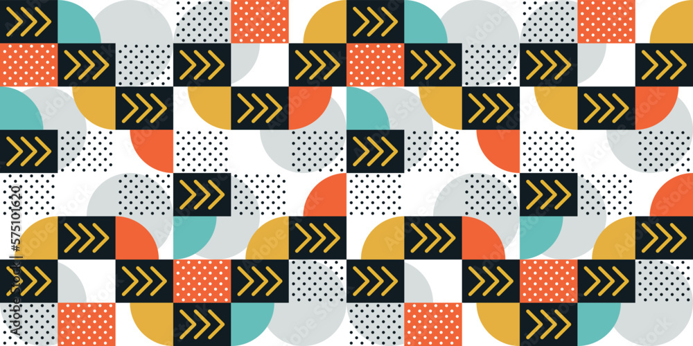 Geometric tile from polka dot and arrows. Quarter circle and triple ...