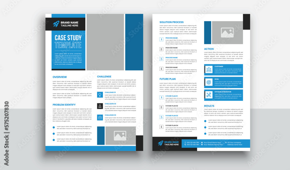 Case study template with Blue layout | Business Case Study Booklet ...