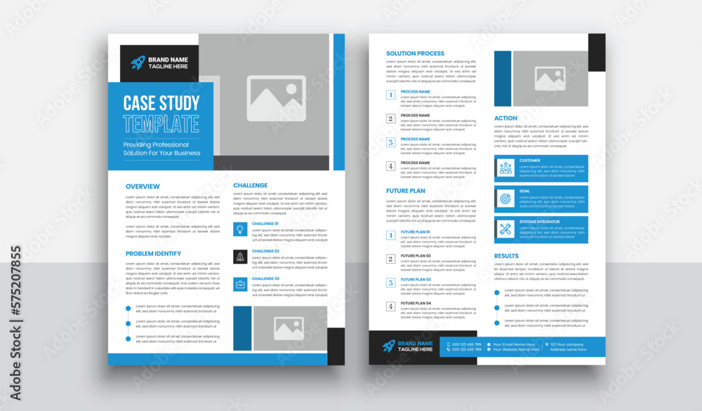 Case study template with Blue layout | Business Case Study Booklet ...