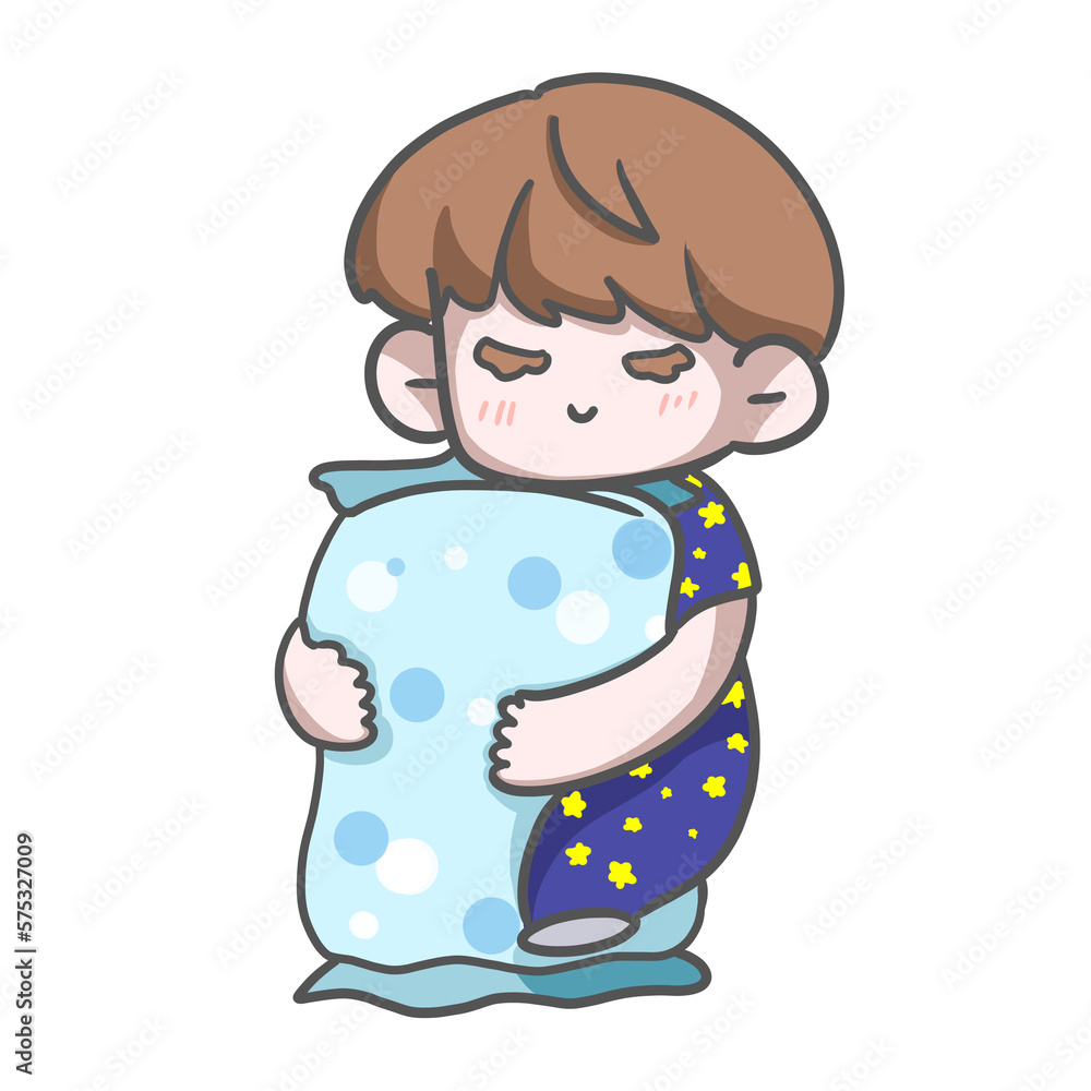 Happy cute little kid boy sleeping with bolster pillow. Child Sleep ...