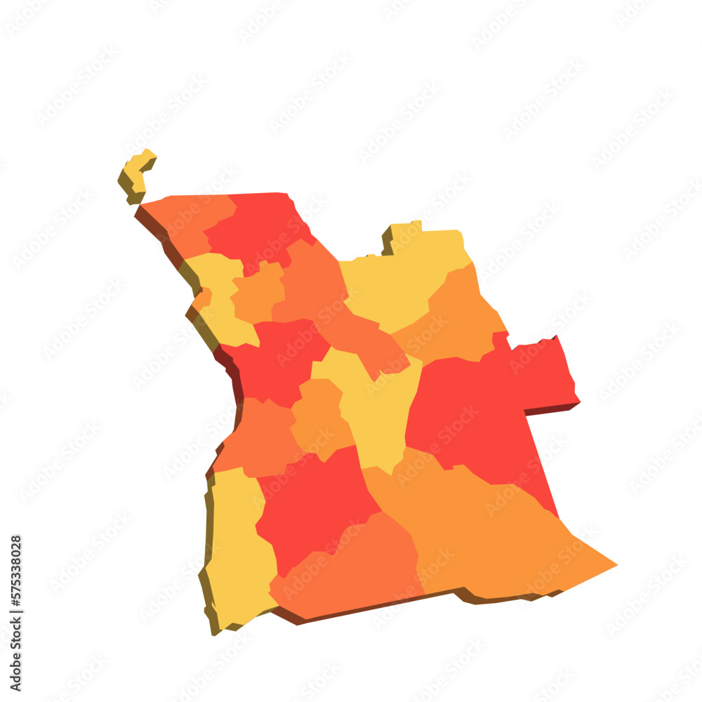 Angola political map of administrative divisions - provinces. Map with ...