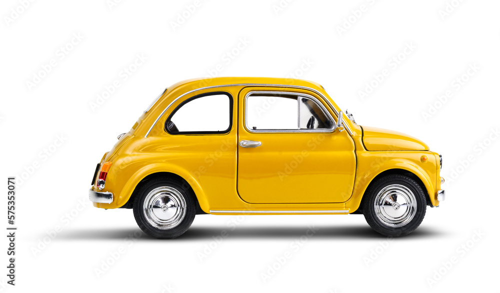 Yellow toy retro car on transparent background Stock Photo | Adobe Stock